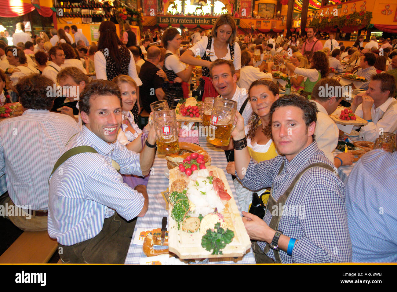 Europe Germany Munich Beer Festival Oktoberfest people dancing and ...