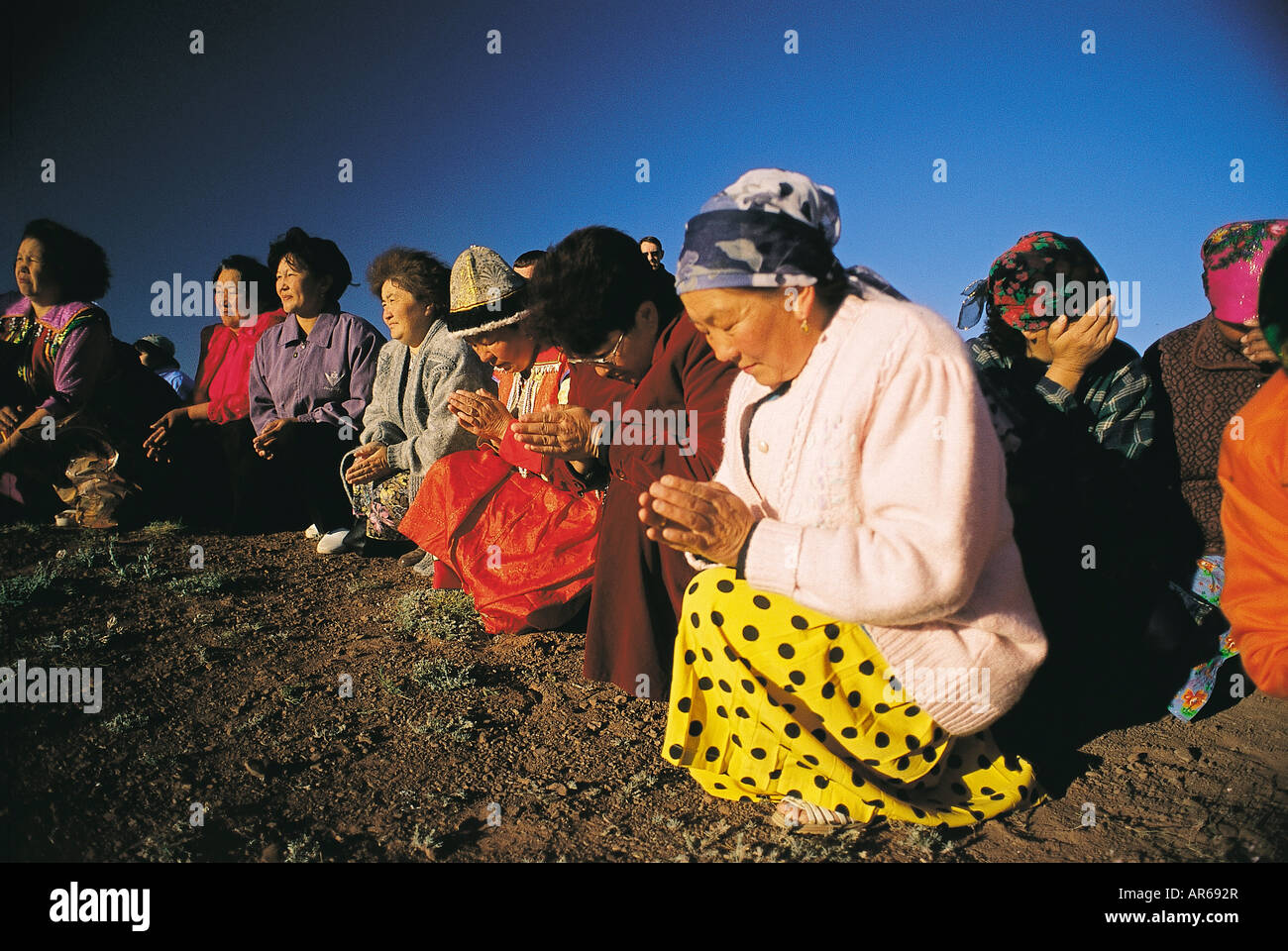 Altai people praying with shaman , Altai Mountains Russia Stock Photo ...