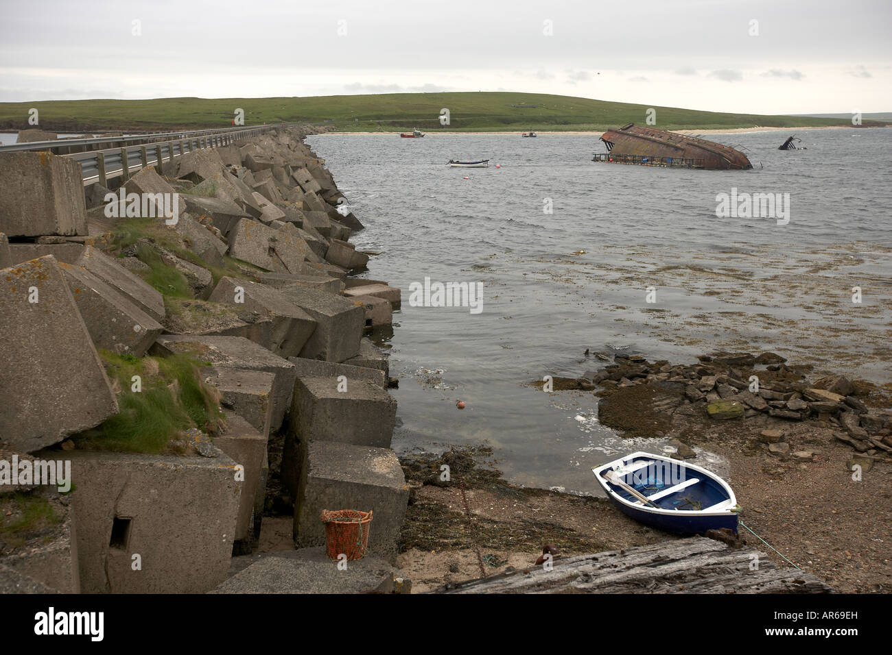 The causeway Churchill barrier 3 orkney scotland uk Stock Photo - Alamy