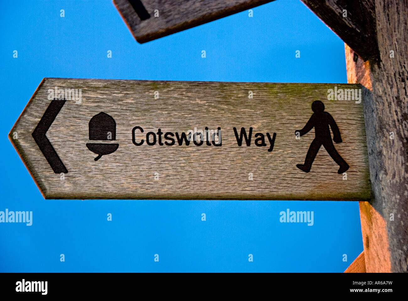 a cotswold way sign for hiking the long distance walking path in ...