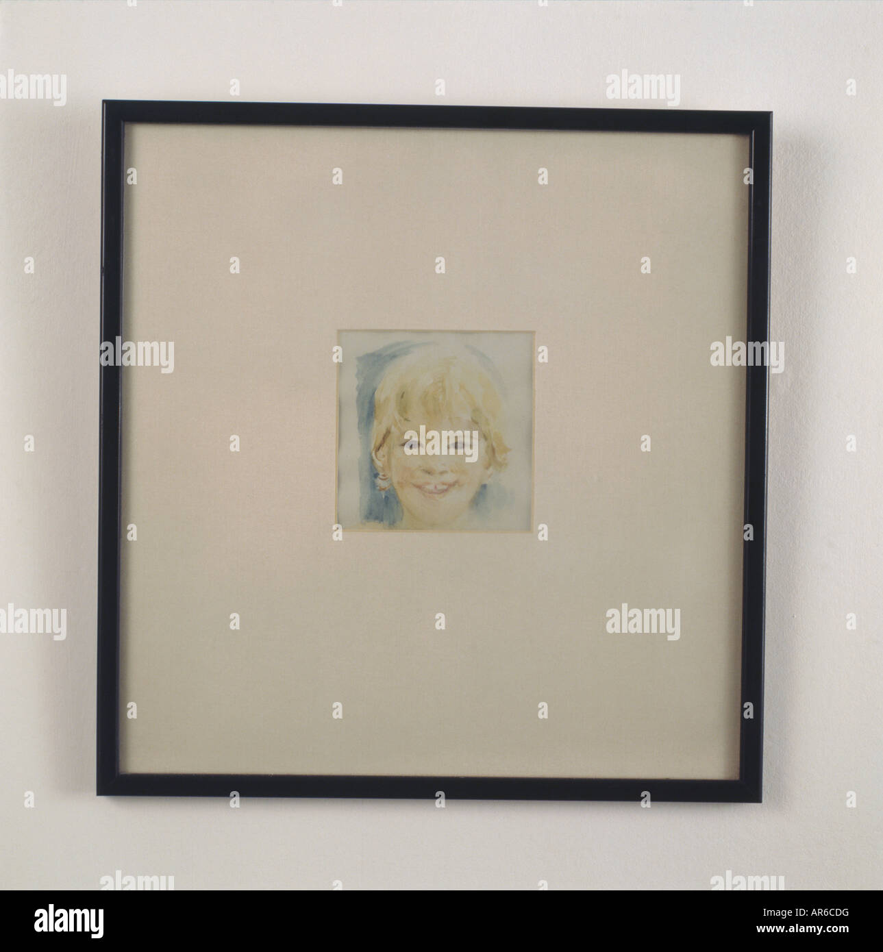 Close up of water-color portrait of child's head Stock Photo - Alamy