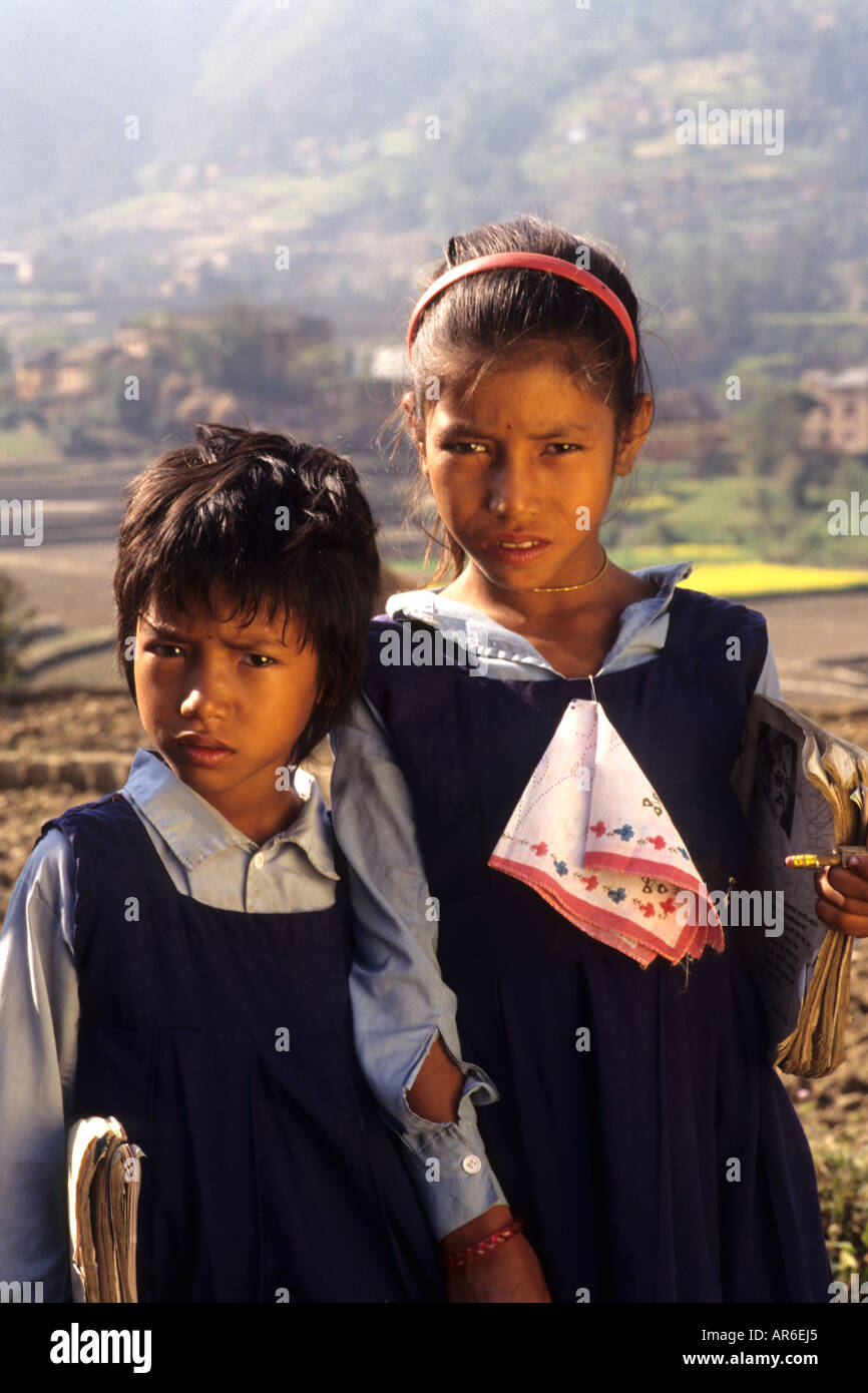 Nepal school girls uniforms hi-res stock photography and images - Alamy