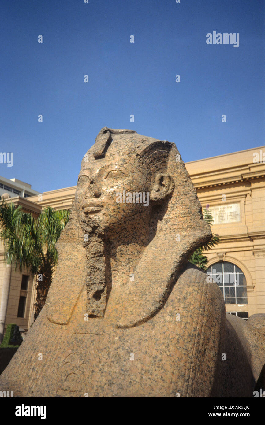 Statue in front of the famous Egyptian Museum in cairo Egypt Stock ...