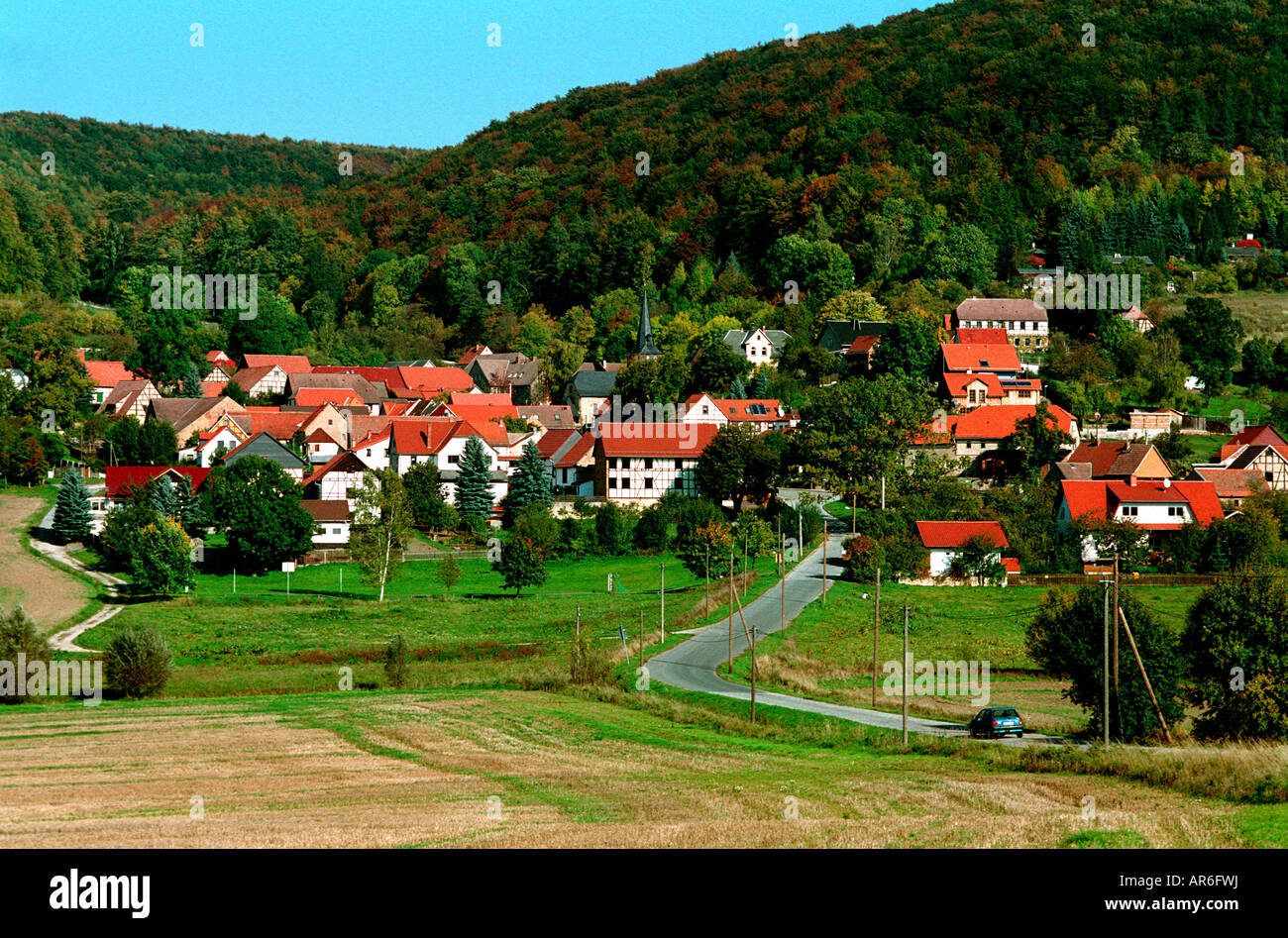 A village in the Thuringian woods, Germany Stock Photo - Alamy