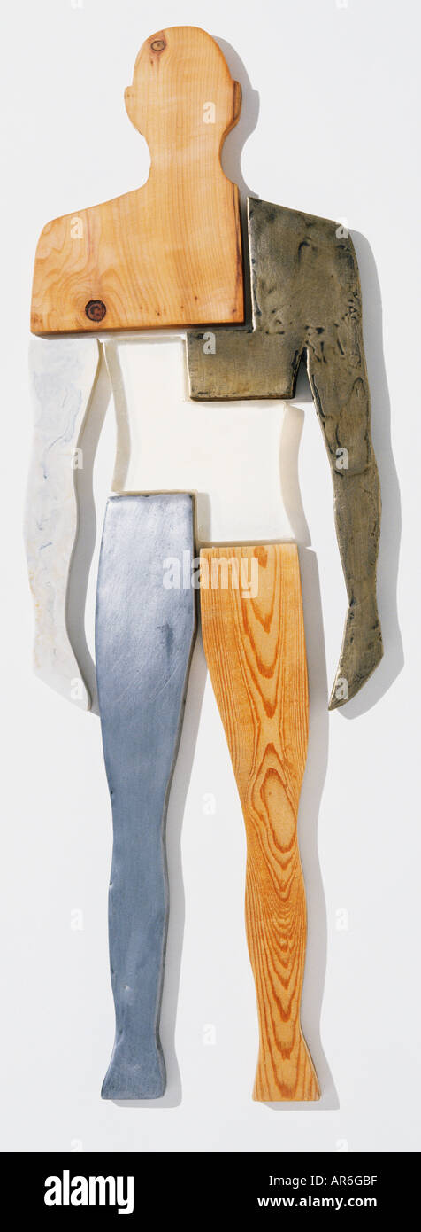 Model of human figure standing, model formed of separate pieces made of ...