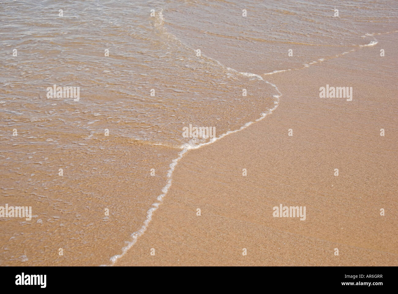peaceful and gentle water on the beach sand Stock Photo - Alamy