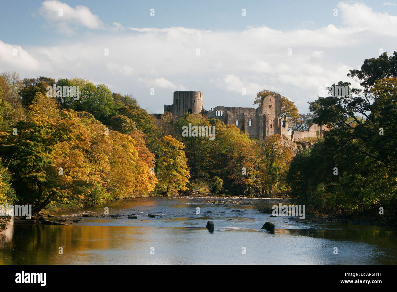 The River Tees and the Medieval Barnard Castle in Autumn, Teesdale ...