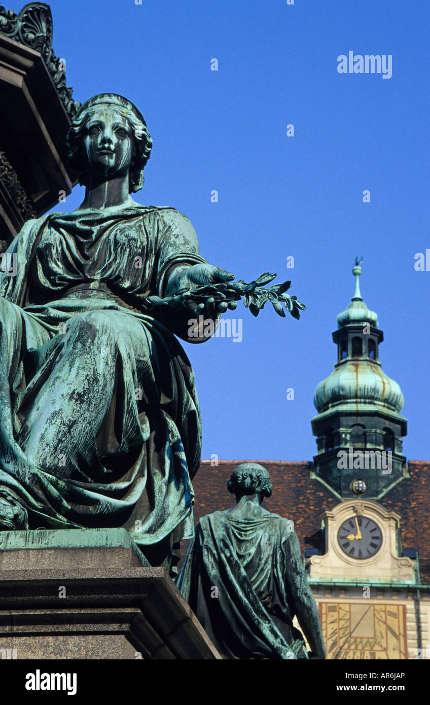 Detail of the base of the weather beaten bronze Emperor Franz II ...
