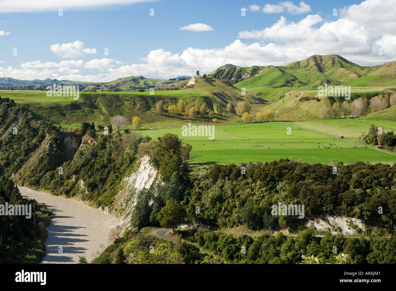 Rangitikei River and Farmland near Mangaweka Rangitikei North Island ...