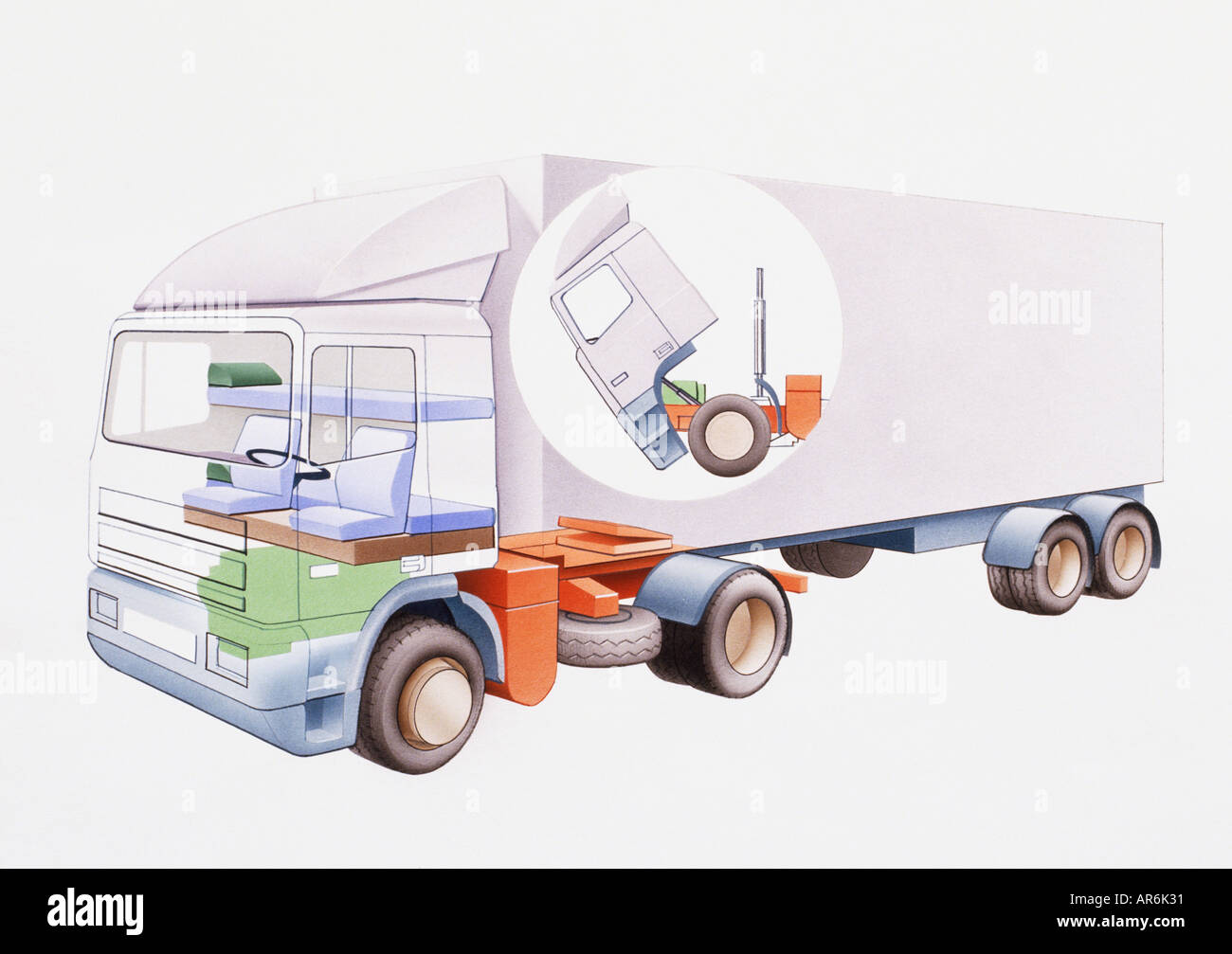 Sectioned view of articulated lorry Stock Photo - Alamy