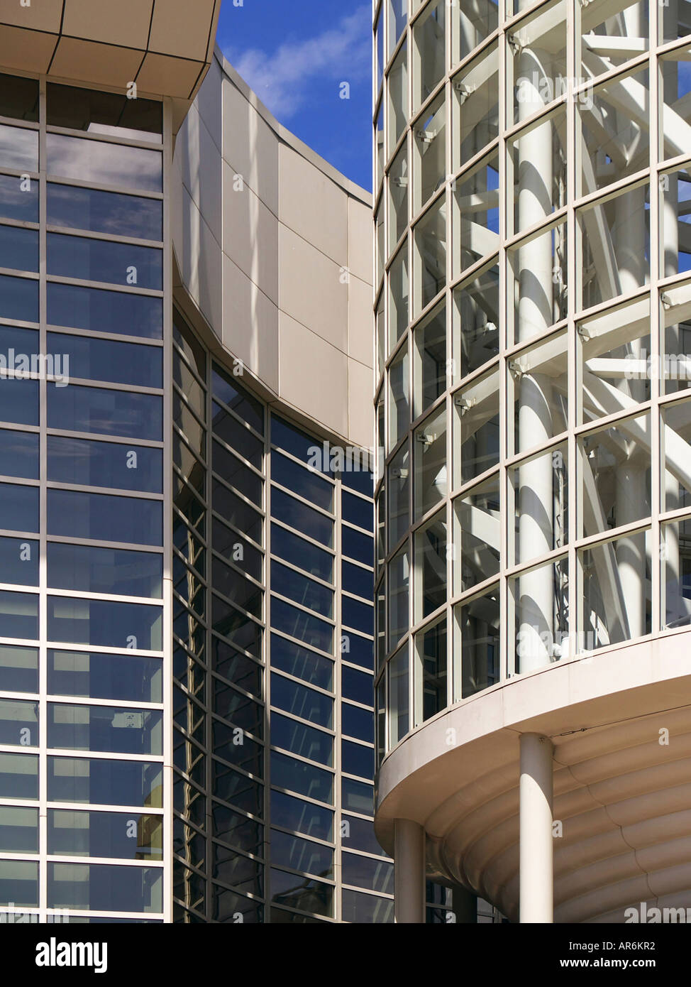 A maze of windows glass framing and walls in an architectural detail of ...