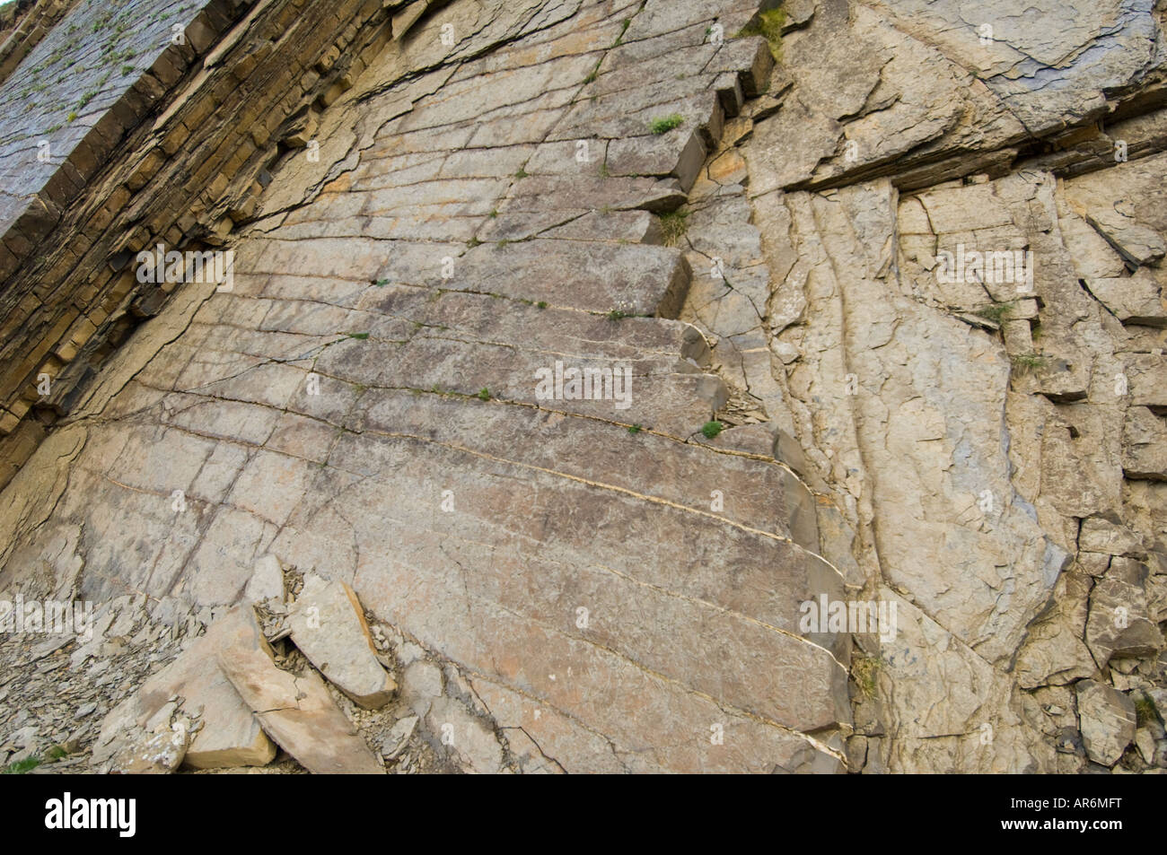 Slate geological layers in sedimentary grounds at Ordesa National Park ...