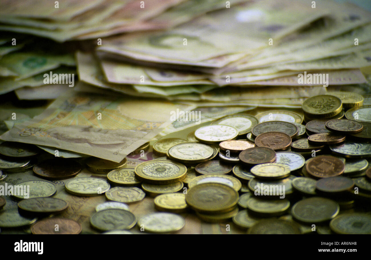 Coins and Notes Stock Photo - Alamy