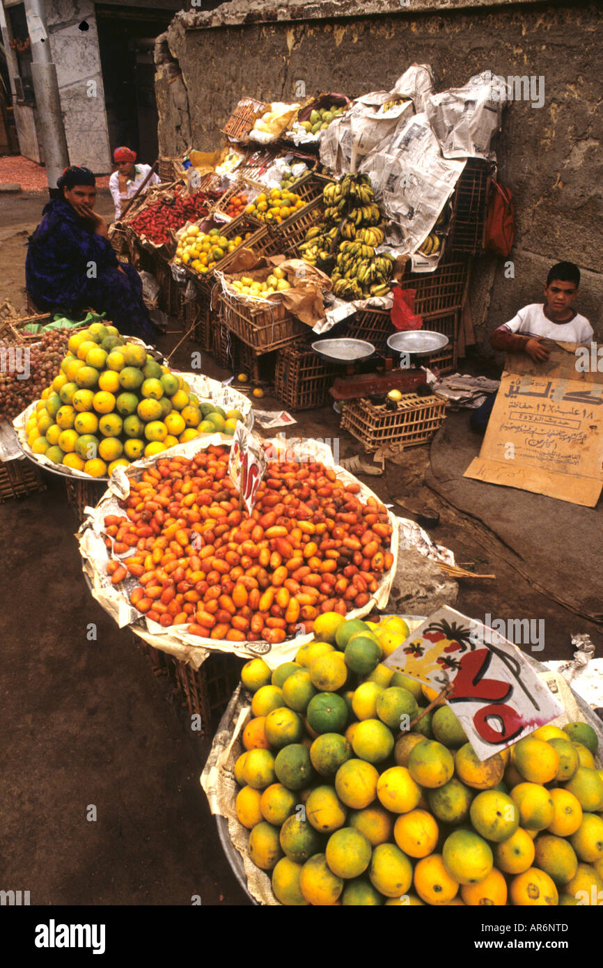 Vendor men selling fruits and vegetables in market in Cairo Egypt Stock ...
