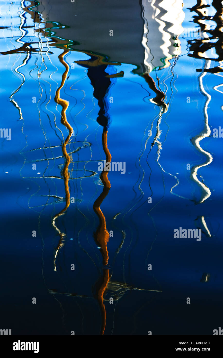 Sail boat reflection on water in harbor abstract beautiful [RF ...