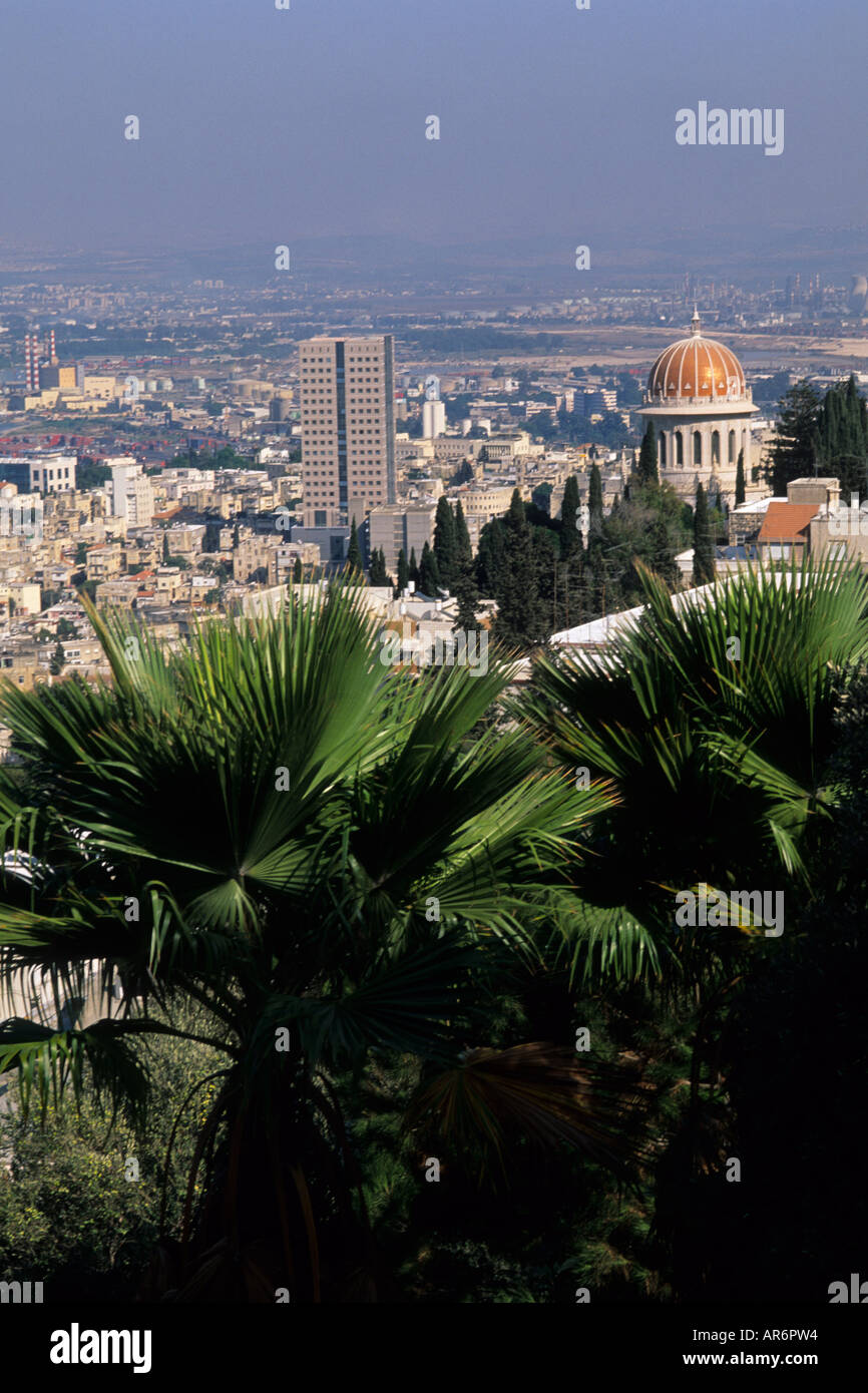 Beautiful resort town of Haifa city scape taken from Bahai Dome Israel ...