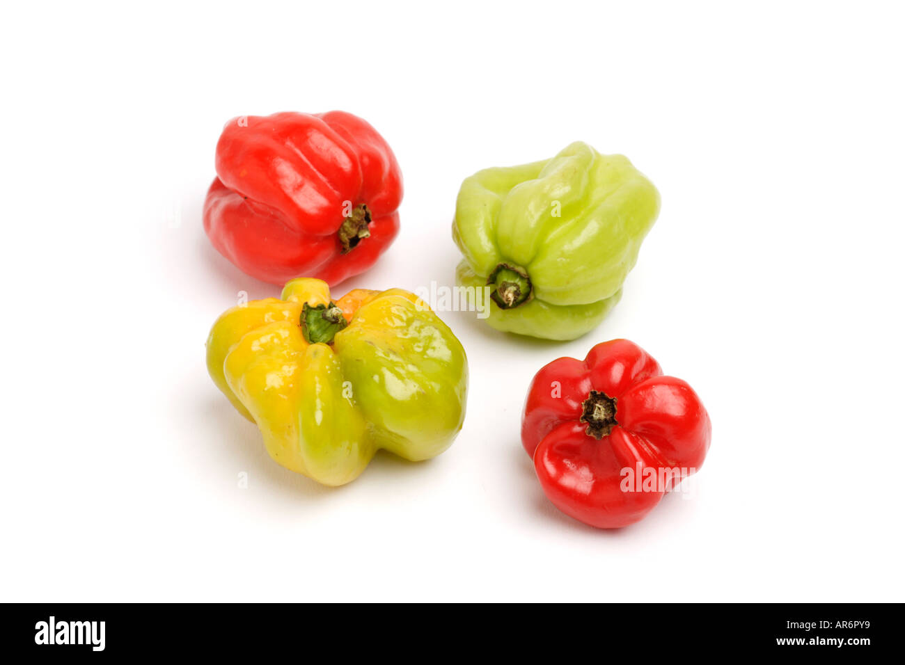 Scotch Bonnet chilli peppers on white background Stock Photo - Alamy