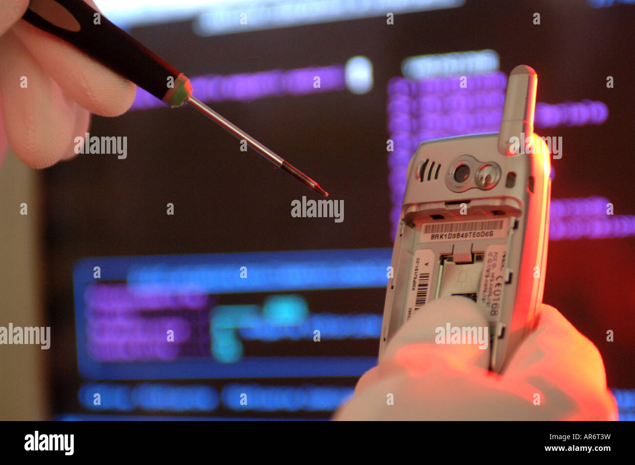 Mobile telephone testing and repairs Stock Photo - Alamy