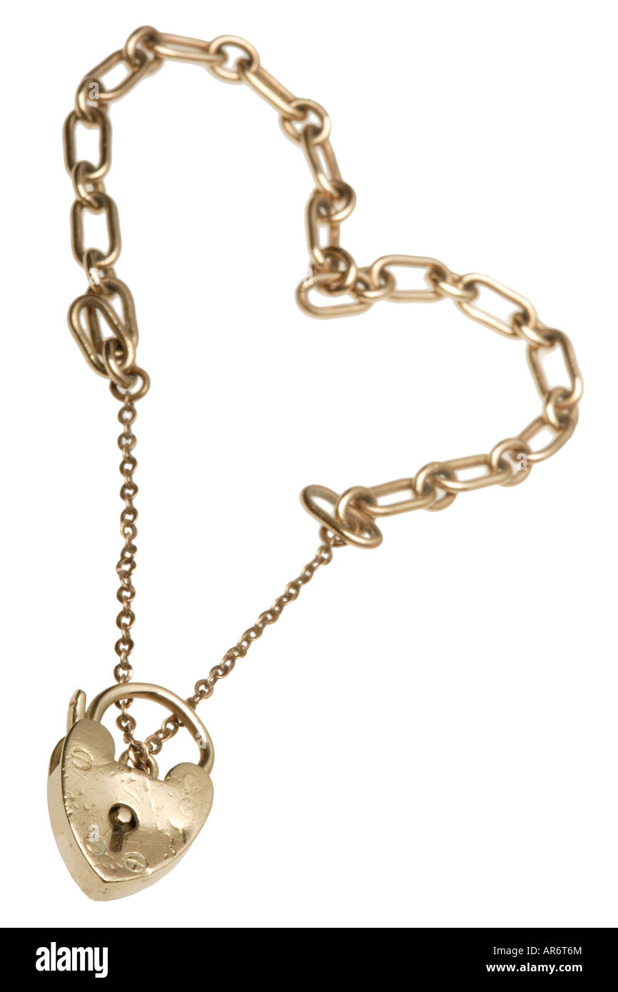 small gold padlock and chain bracelet Stock Photo - Alamy