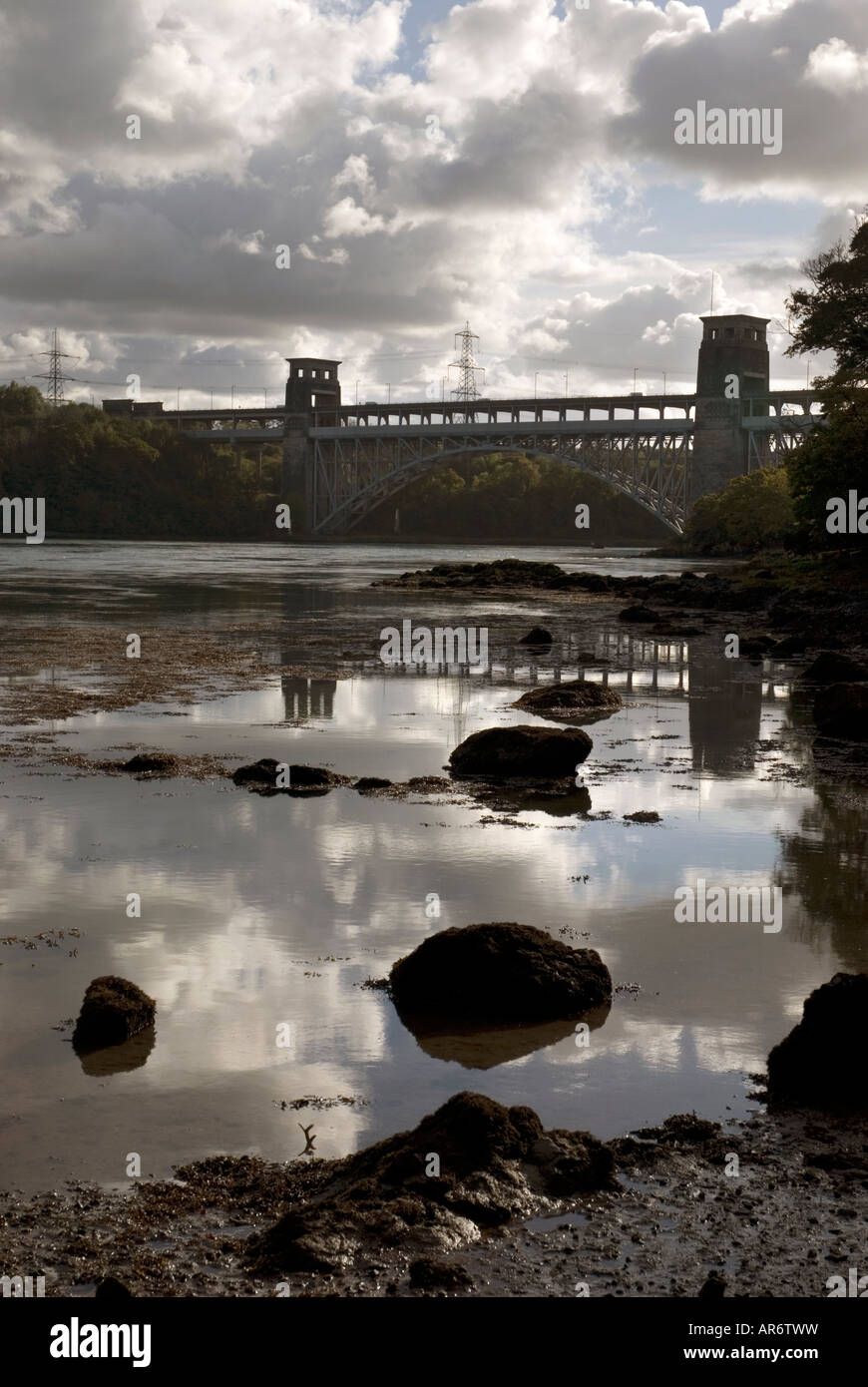 Britannia Bridge Menai Strait Anglesey North Wales Stock Photo - Alamy