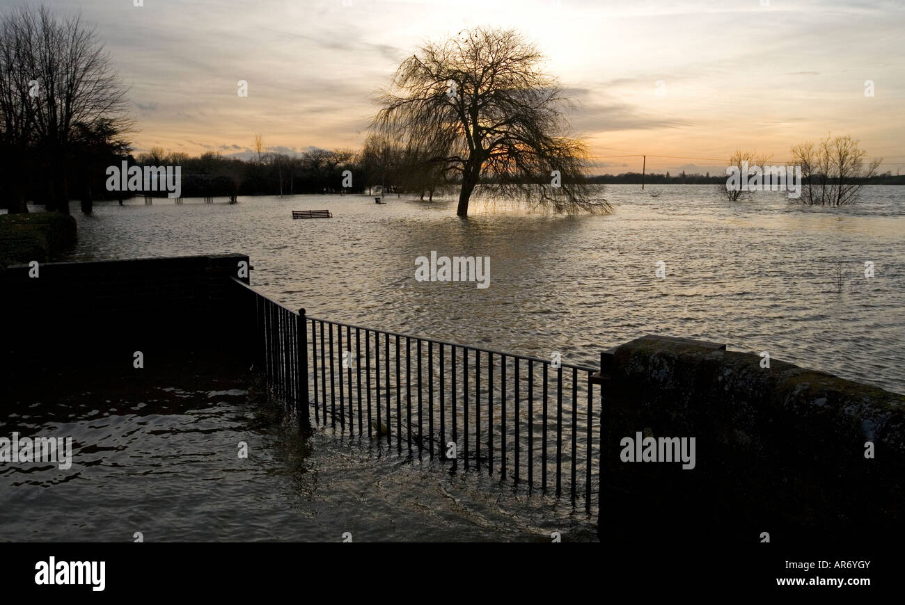 Severe flooding in Tewkesbury Gloucestershire at the point where the ...