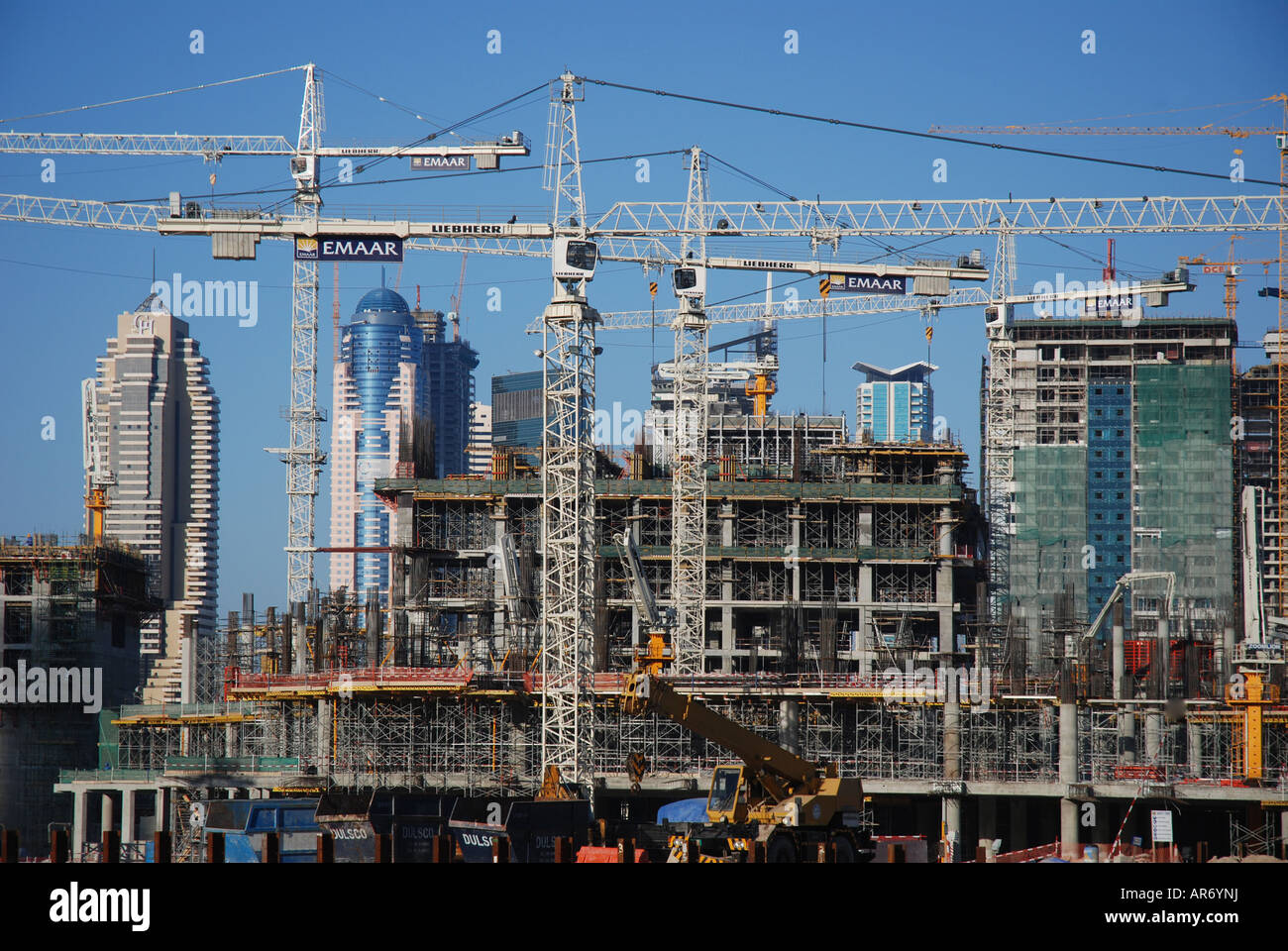 Skyscrapers under construction in Dubai UAE Stock Photo - Alamy
