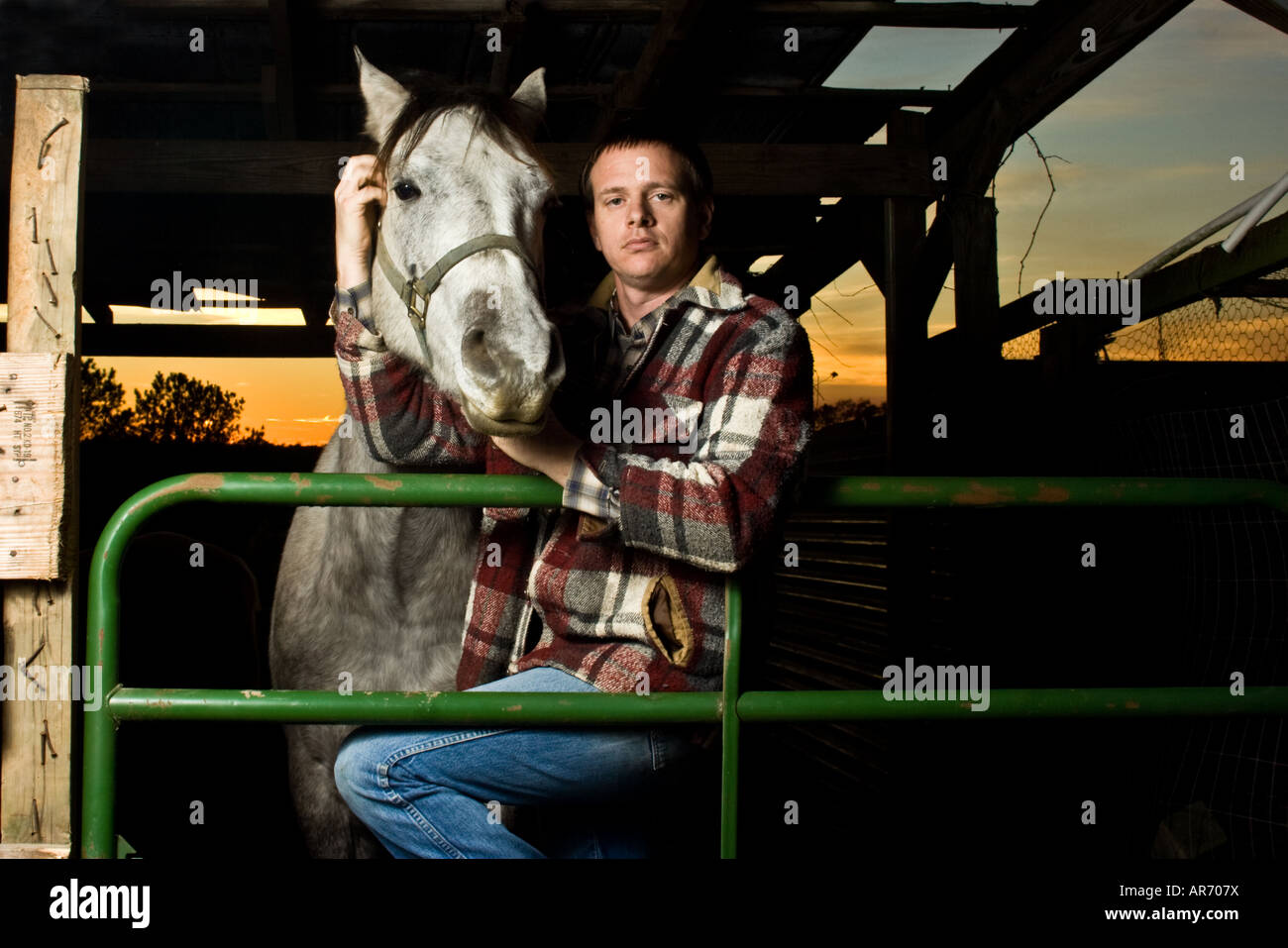 Portrait of a Man with Horse Stock Photo - Alamy