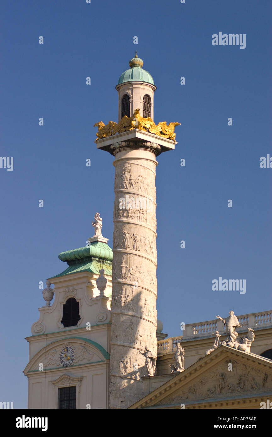 VIENNA AUSTRIA - Detail of column Karlskirche Saint Charles's Church ...
