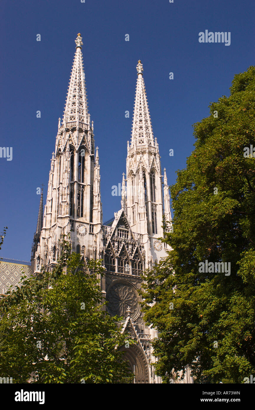 VIENNA AUSTRIA Spires of the Votivkirche Votiv Church twin towered ...