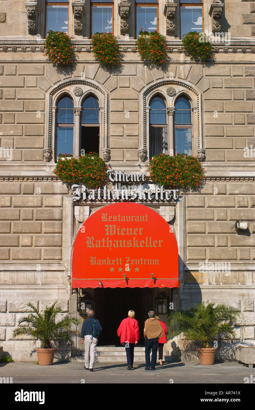 VIENNA AUSTRIA People entering the Rathauskeller bar and restaurant in ...