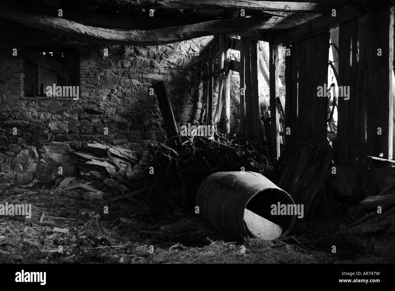 Inside of old barn Black and White Stock Photos & Images - Alamy