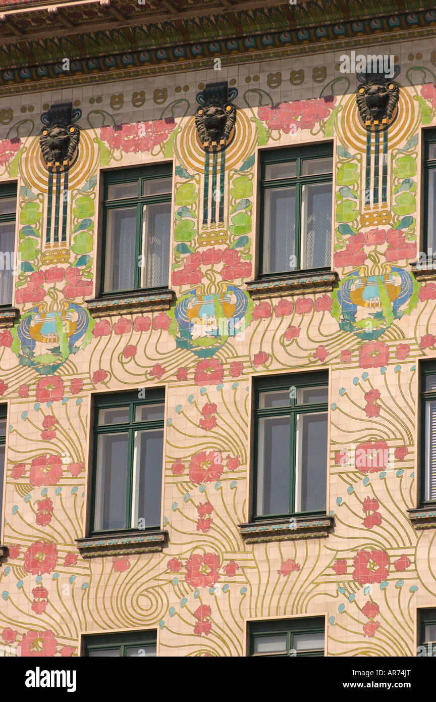 VIENNA AUSTRIA Majolikahaus apartment building facade 1899 by modern ...