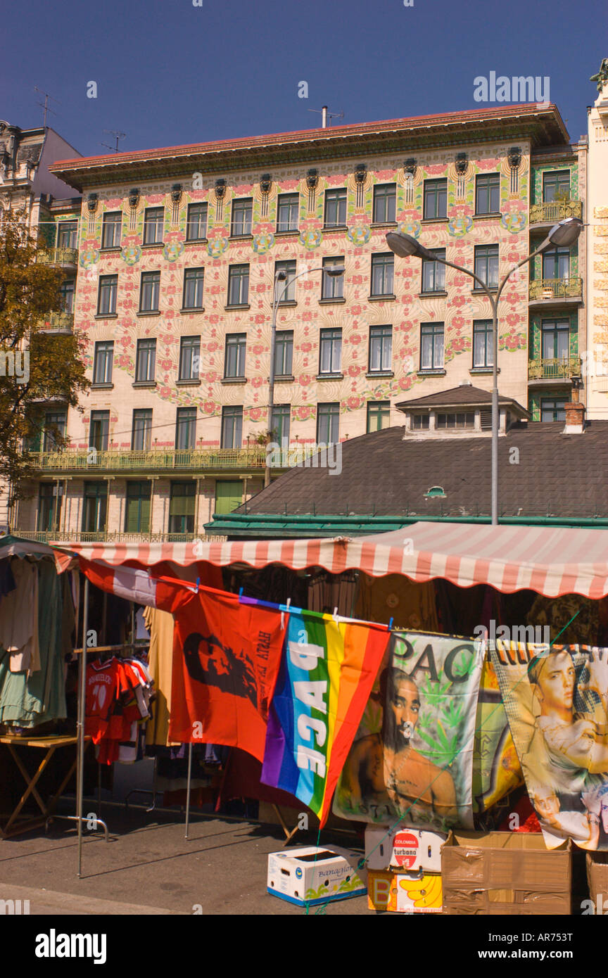 VIENNA AUSTRIA Majolikahaus apartment building facade 1899 by modern ...