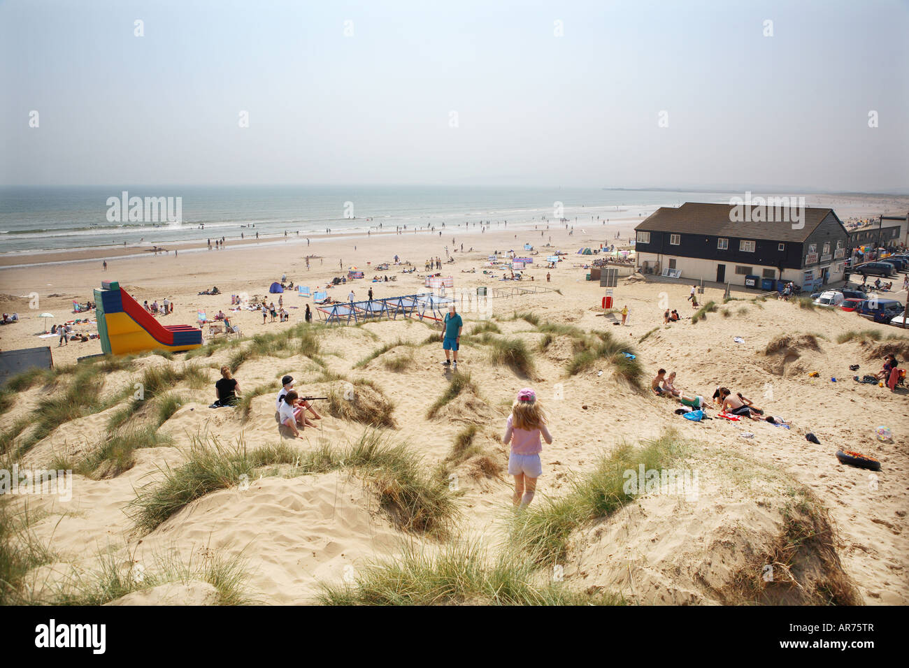 View from the sand dunes along Camber Sands Beach Kent Stock Photo - Alamy