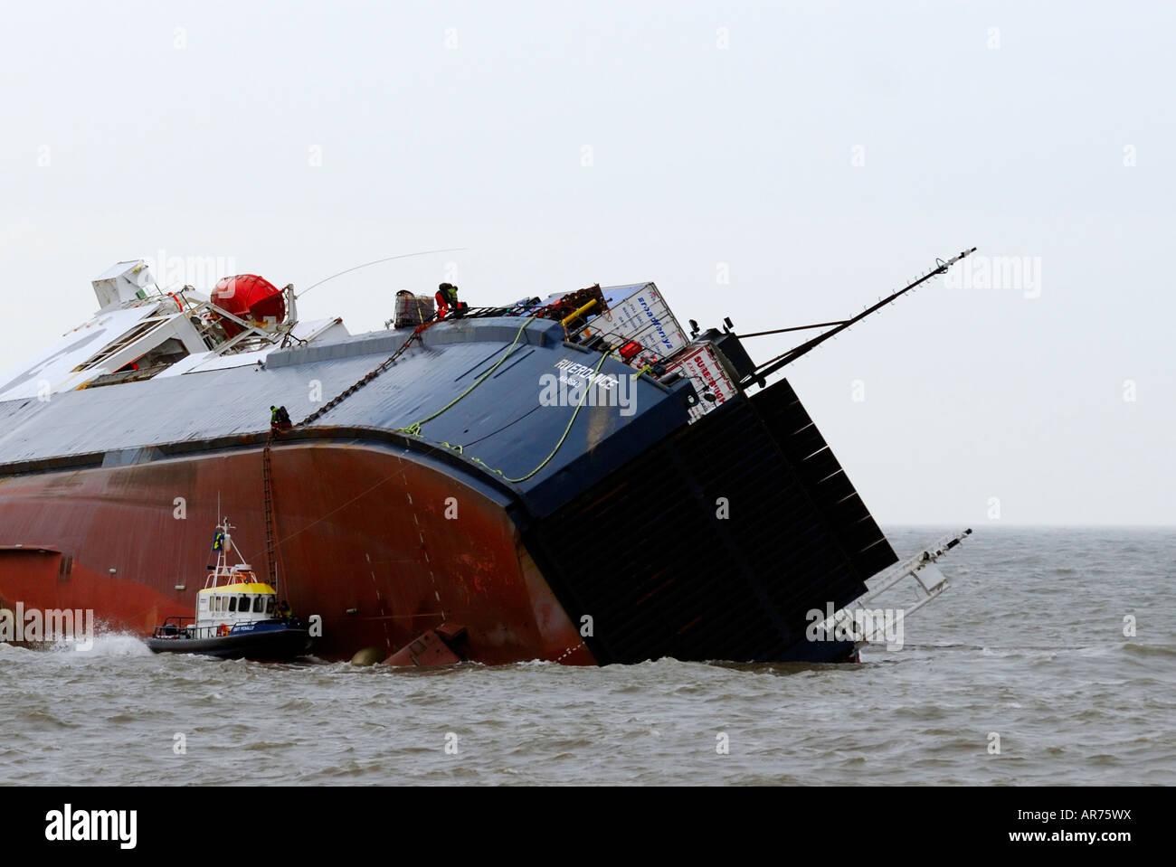 The stricken ferry Riverdance that was beached off the Blackpool coast ...