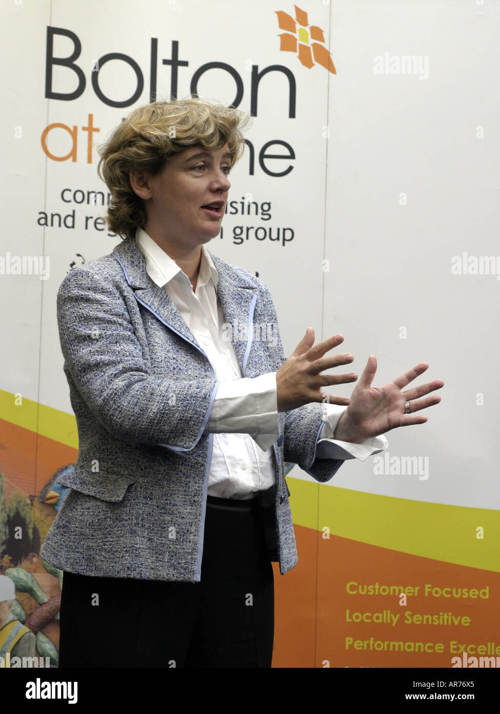 Ruth Kelly Labour MP Bolton West speaking in Bolton Stock Photo - Alamy