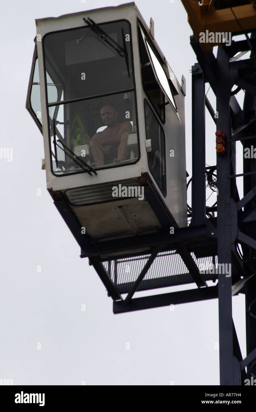 crane driver in cab Stock Photo - Alamy