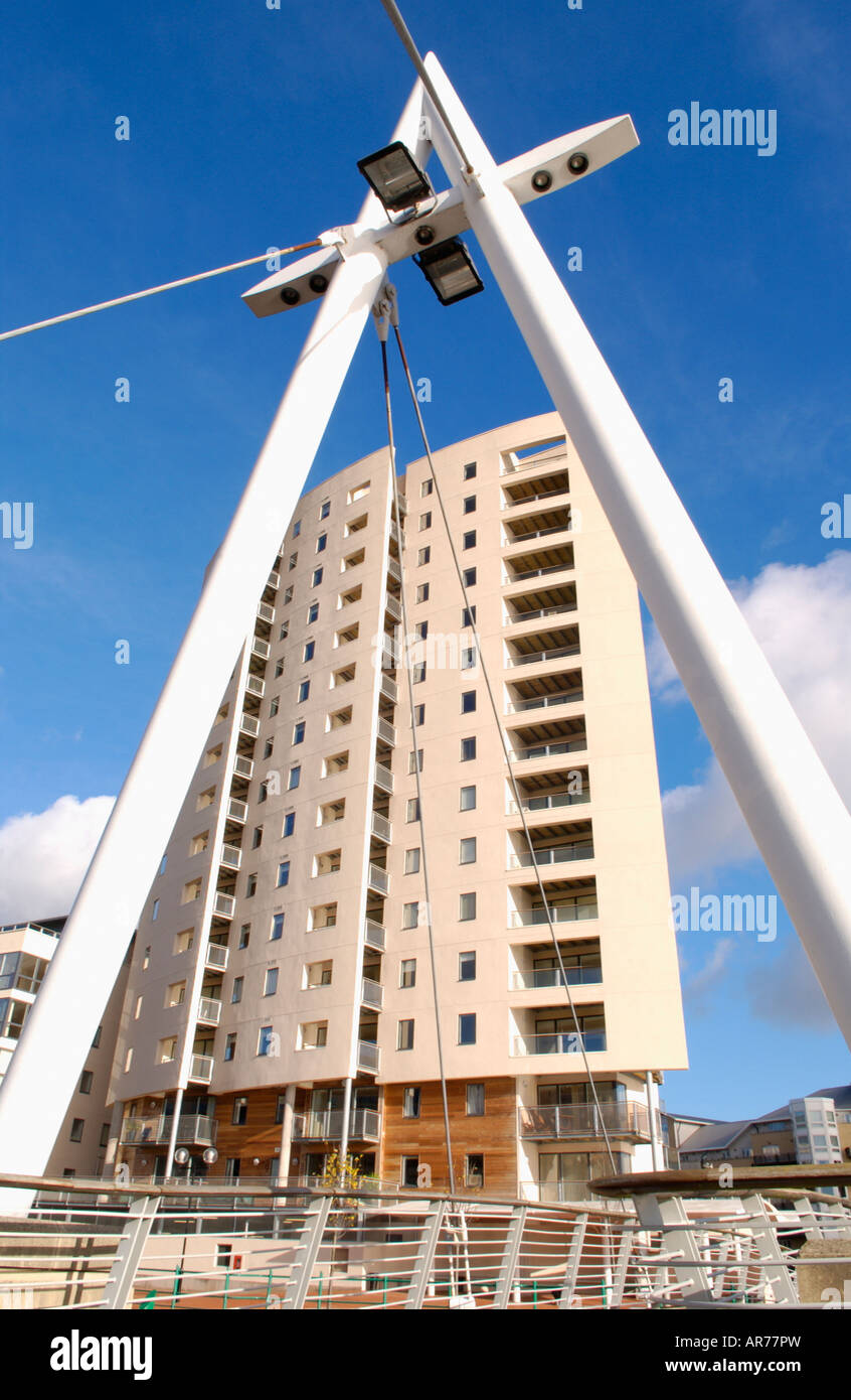 Modern apartment building Cardiff Bay South Wales UK GB EU with ...