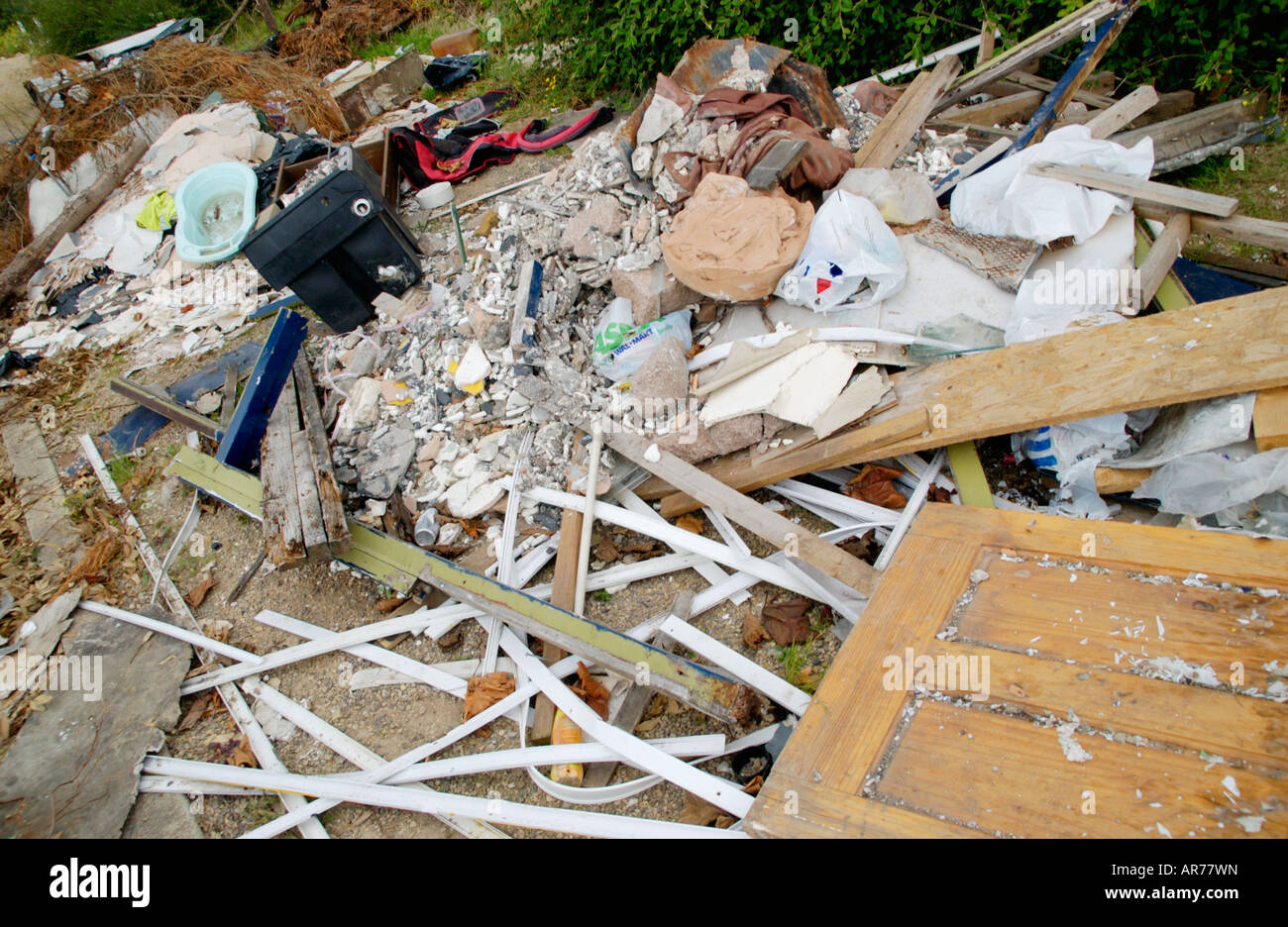Household rubbish dumped on waste ground near the city centre Newport ...