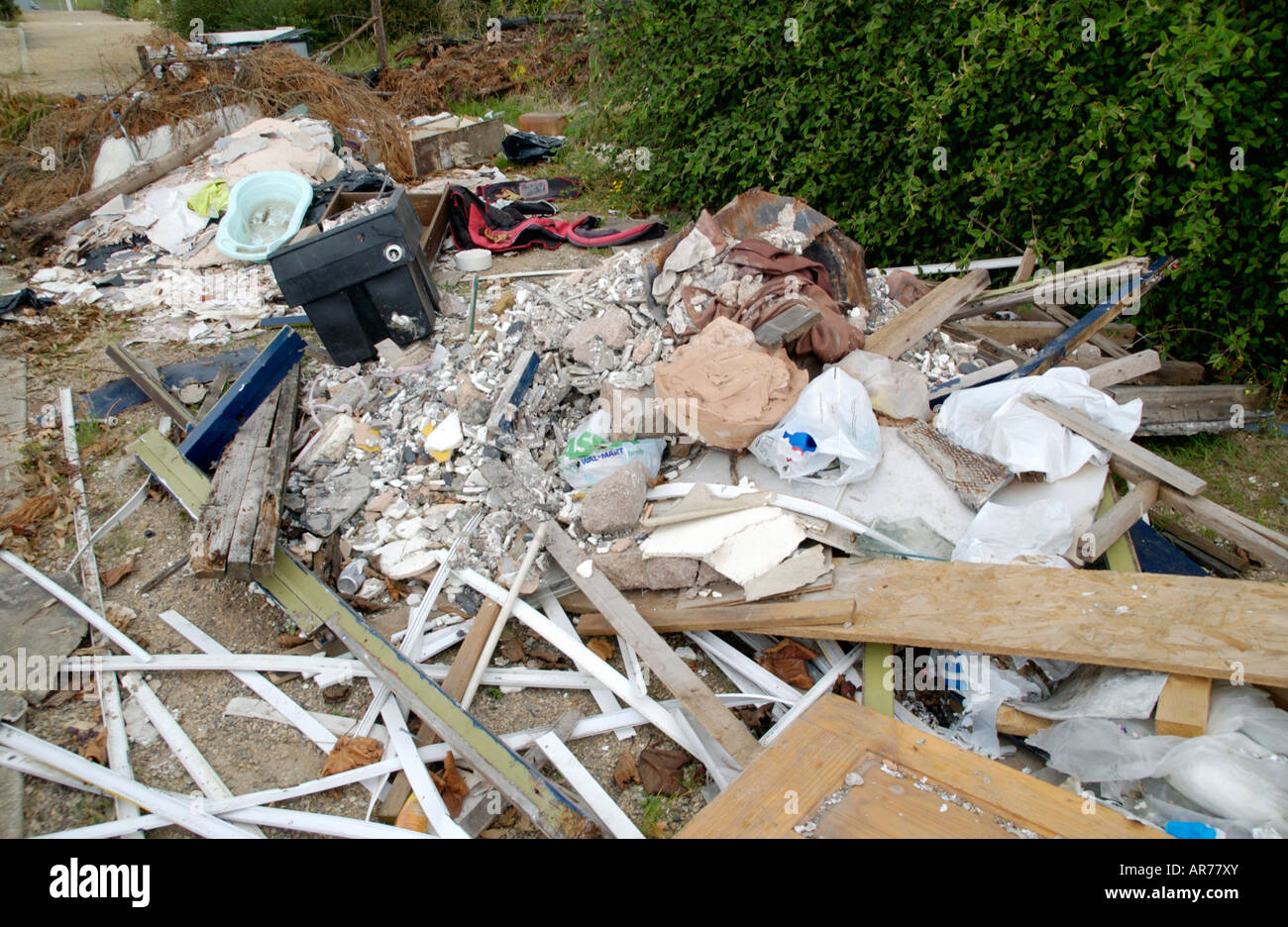 Household rubbish dumped on waste ground near the city centre Newport ...