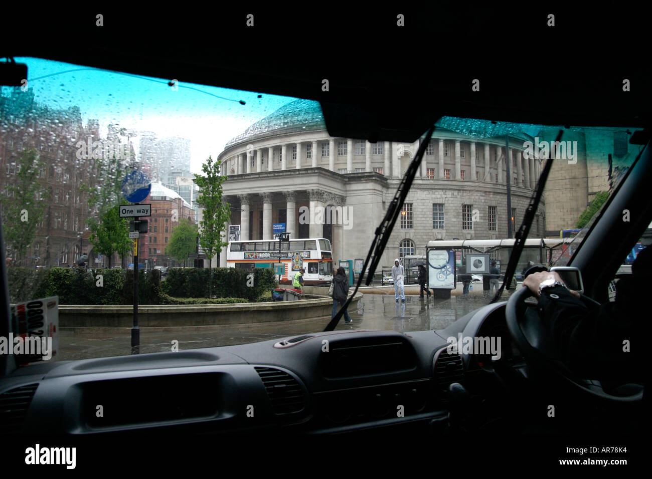 Windscreen view of The Central Library in Manchester England UK Stock ...