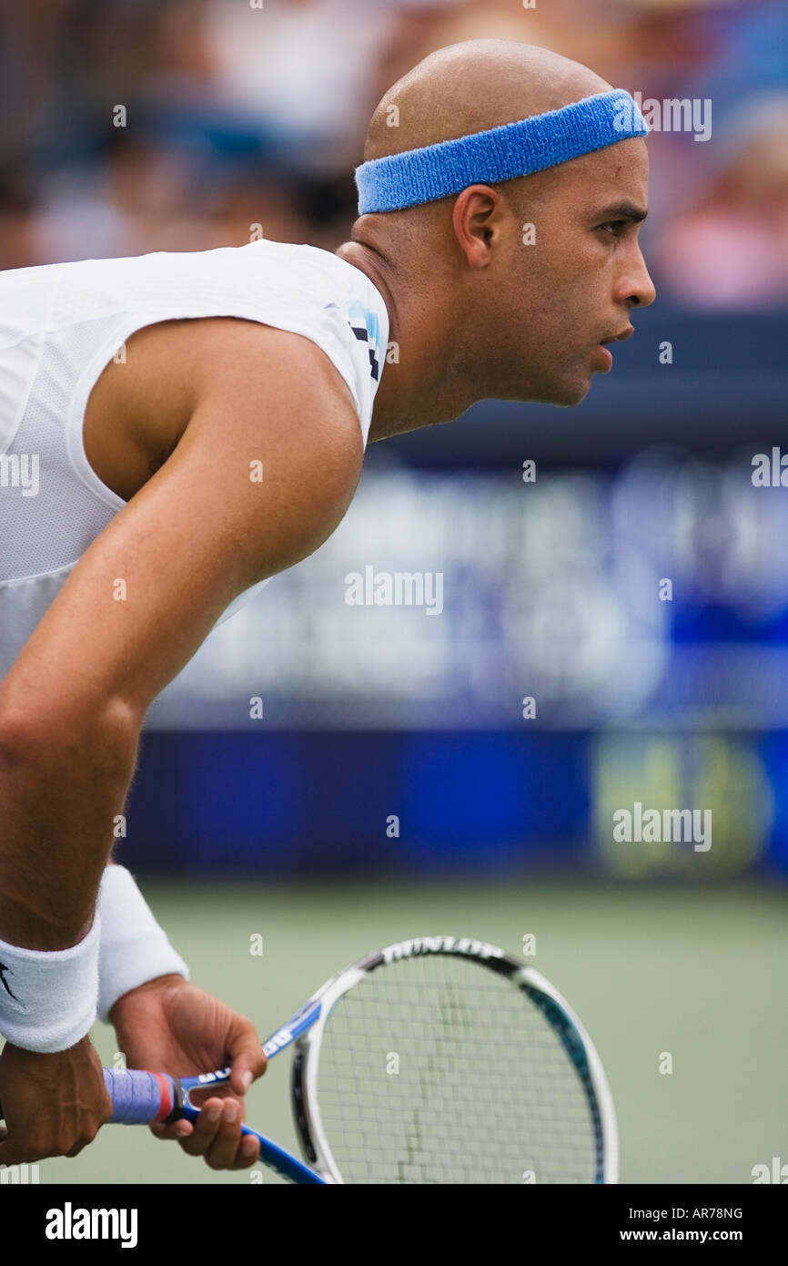 James Blake (USA) plays the #1 ranked tennis player in the world Roger ...