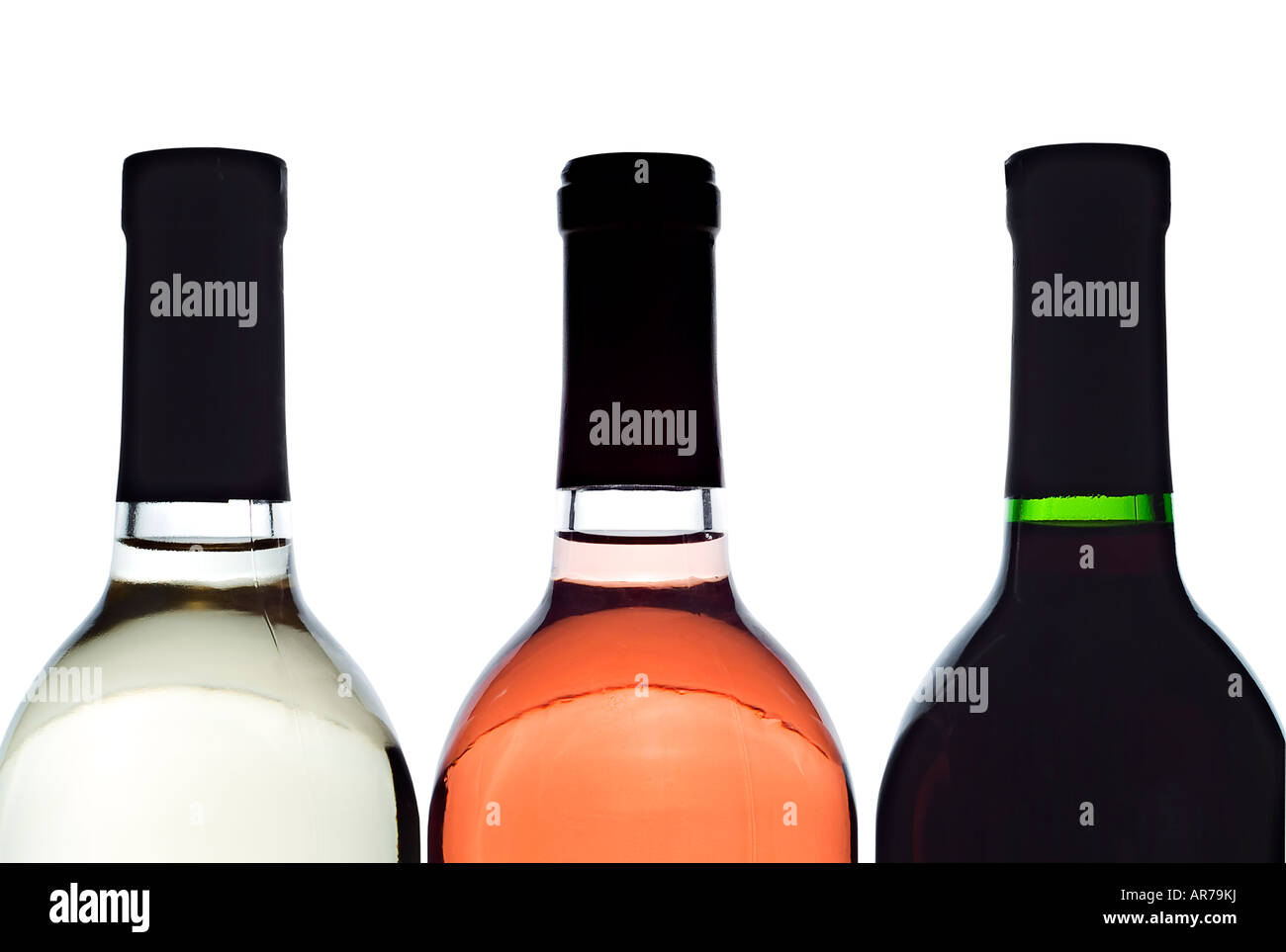 3 backlit wine bottles Stock Photo - Alamy
