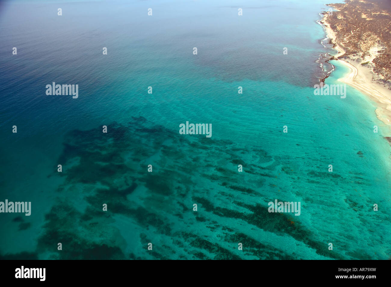 Aerial view of calm morning at Oyster Bridge Sanctuary Zone Ningaloo ...