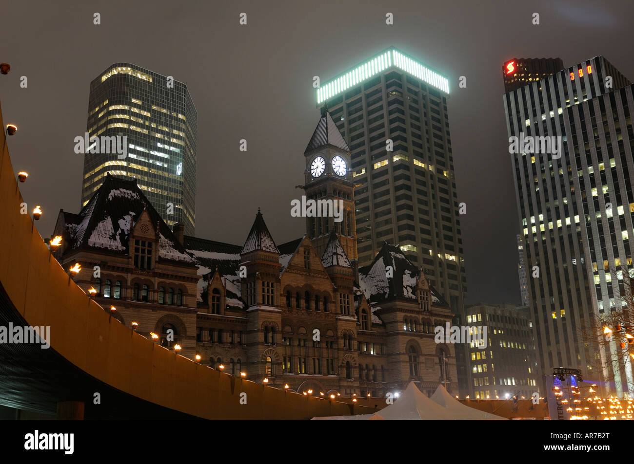 Old City Hall and Toronto highrise towers at Wintercity Nights of Fire ...