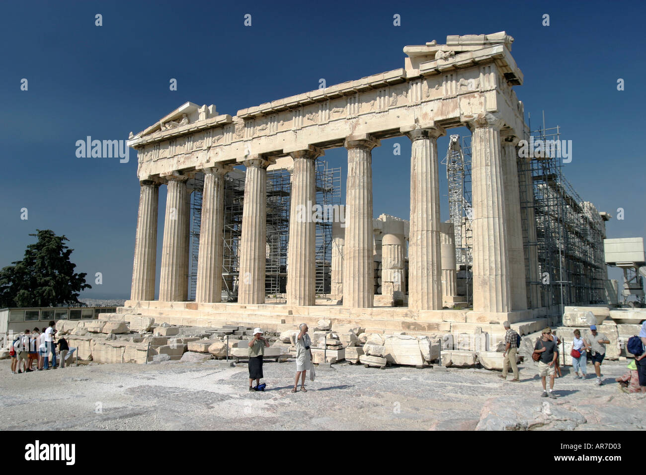 Iconic view of the ancient stone columns and ruins at the Acropolis ...