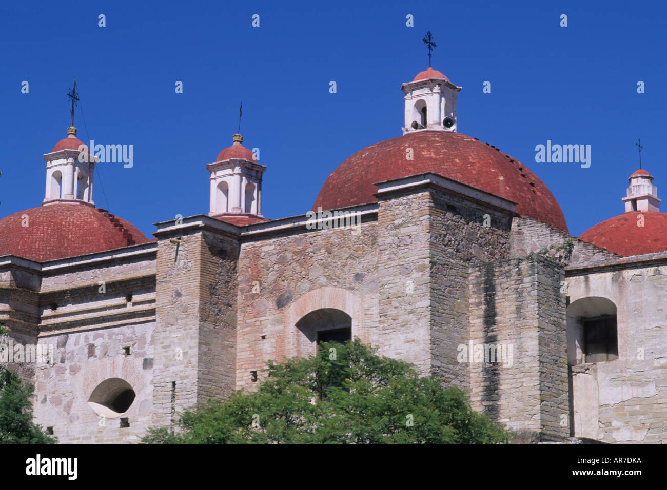 Beautiful St Paul of Mitla color in tourist town of Mitla Mexico Stock ...