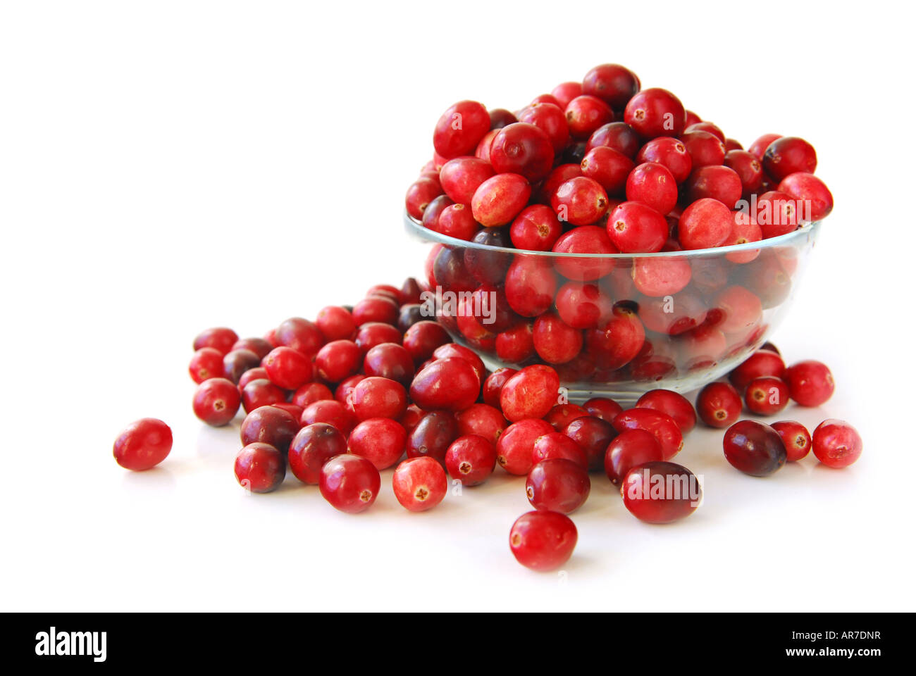 Fresh red cranberries in a glass bowl on white background Stock Photo ...