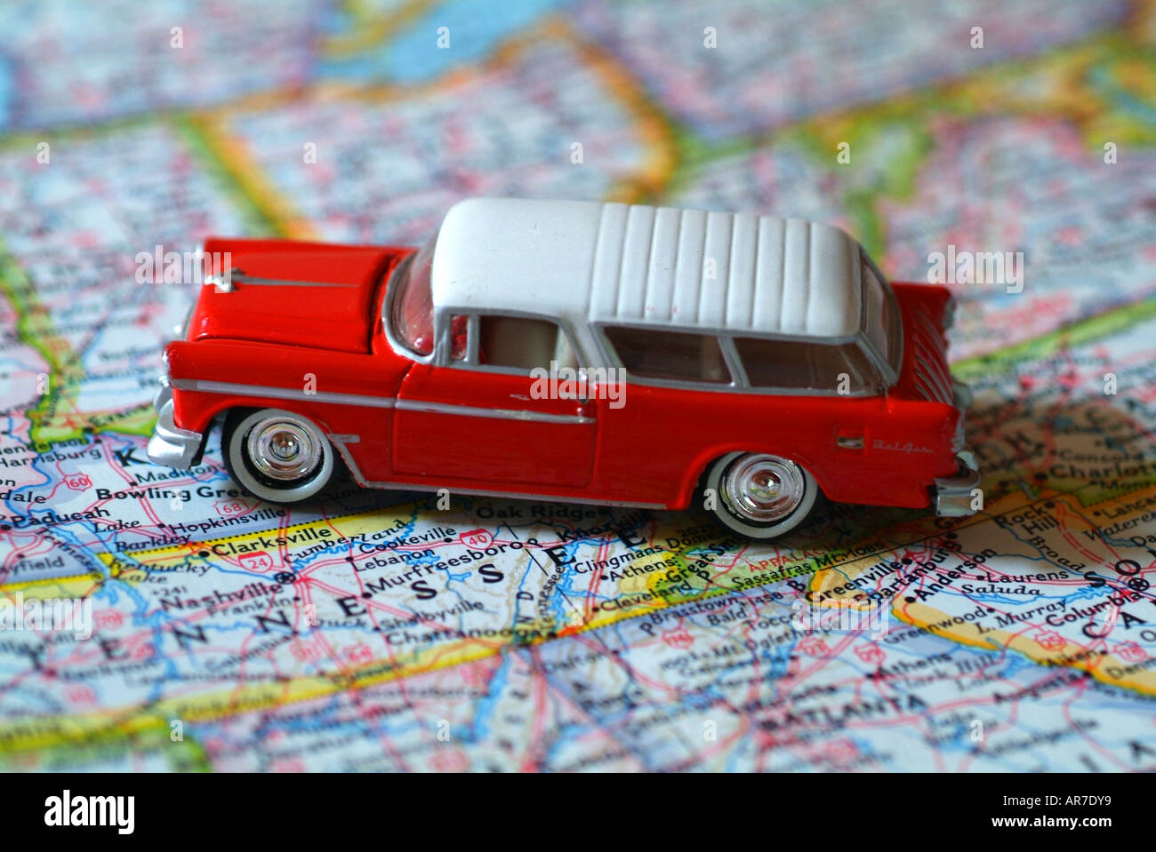A toy 1955 Chevy Nomad wagon on an atlas Stock Photo - Alamy