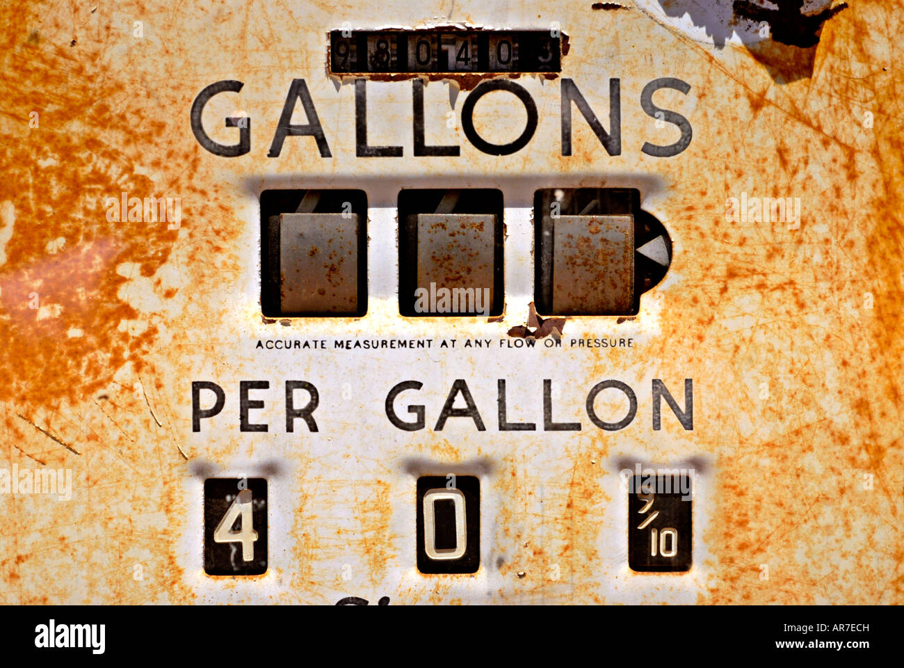 Closeup of a rusty old gas pump from the 1940s Stock Photo - Alamy